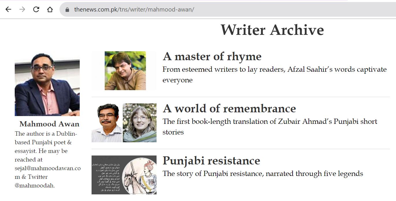 Writings - Mahmood Awan